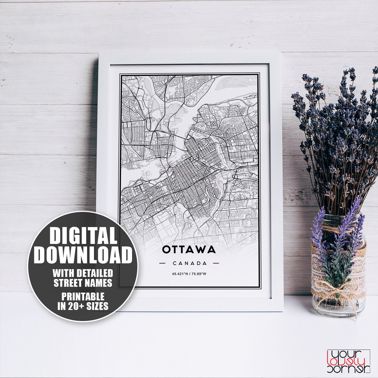 Ottawa Poster Ottawa Map Wall Art Map of Ottawa Ottawa City - Etsy