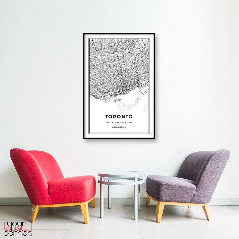 Toronto Map Print Printable Map Of Toronto Wall Art Toronto | Etsy