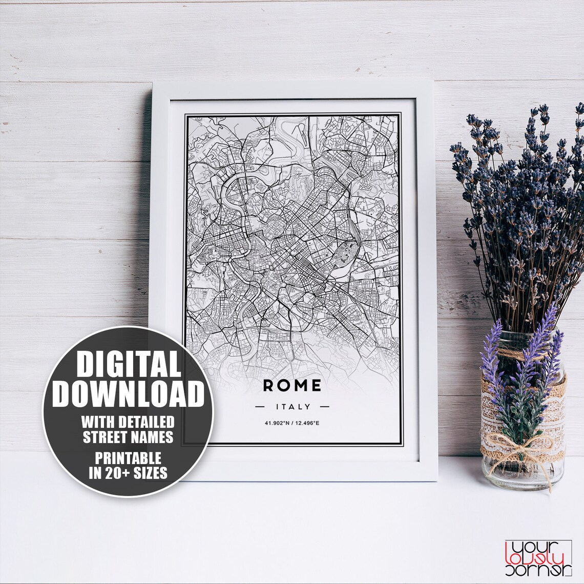 Rome Map Print Rome City Map Print Rome Map Poster - Etsy