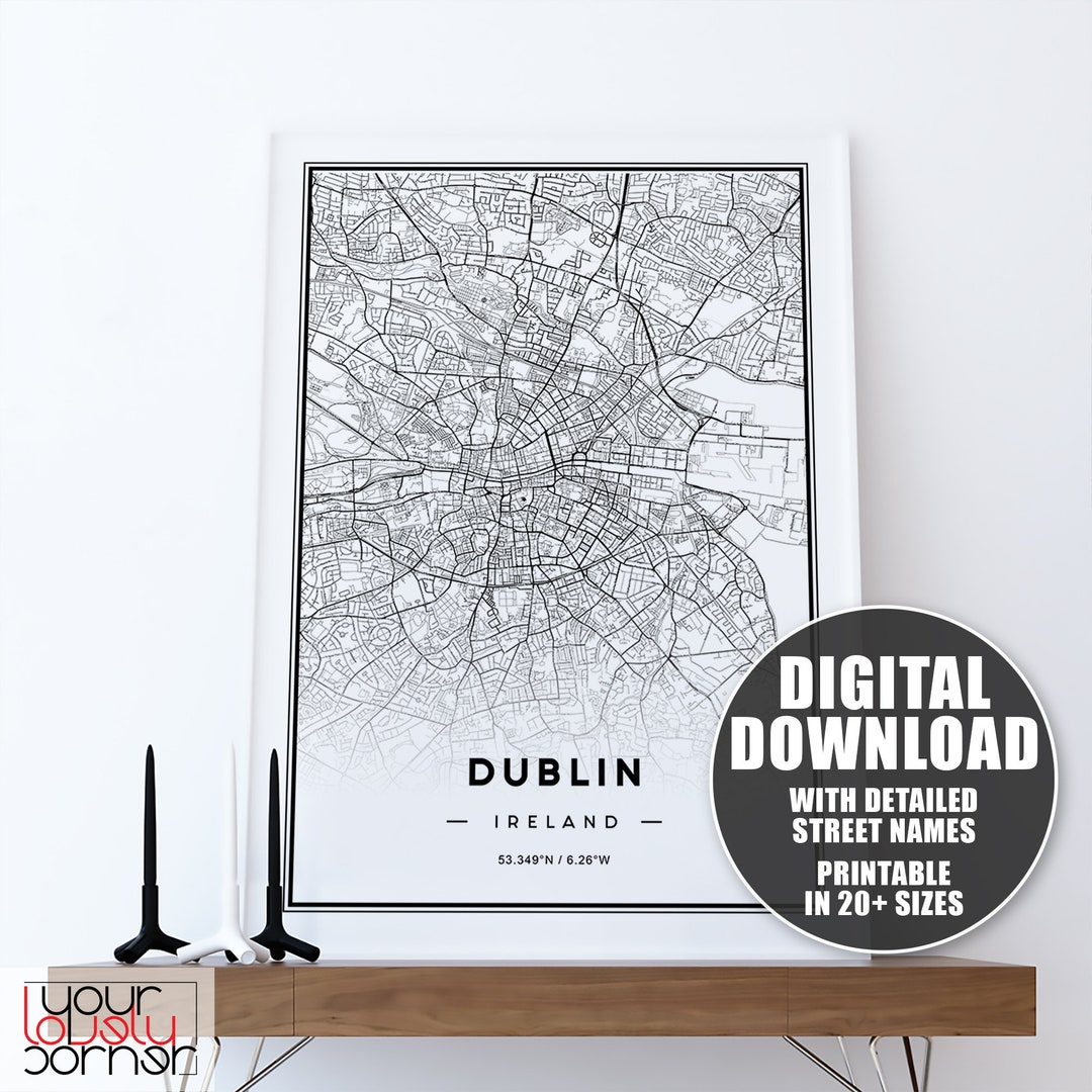 Dublin Map Print, Dublin Ireland Map, Dublin City Map Print, Dublin ...