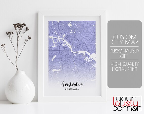 Custom City Map Wall Art Personalized Map DIGITAL PRINT | Etsy