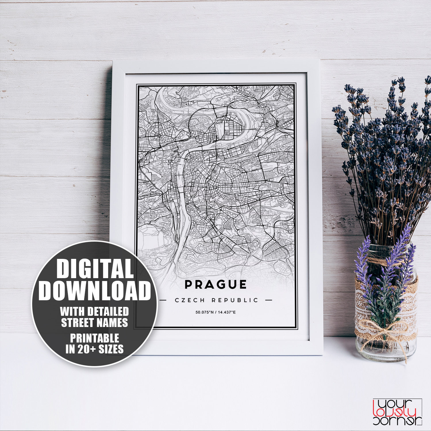 Prague Map Print Prague Map Gift Prague Map Poster | Etsy