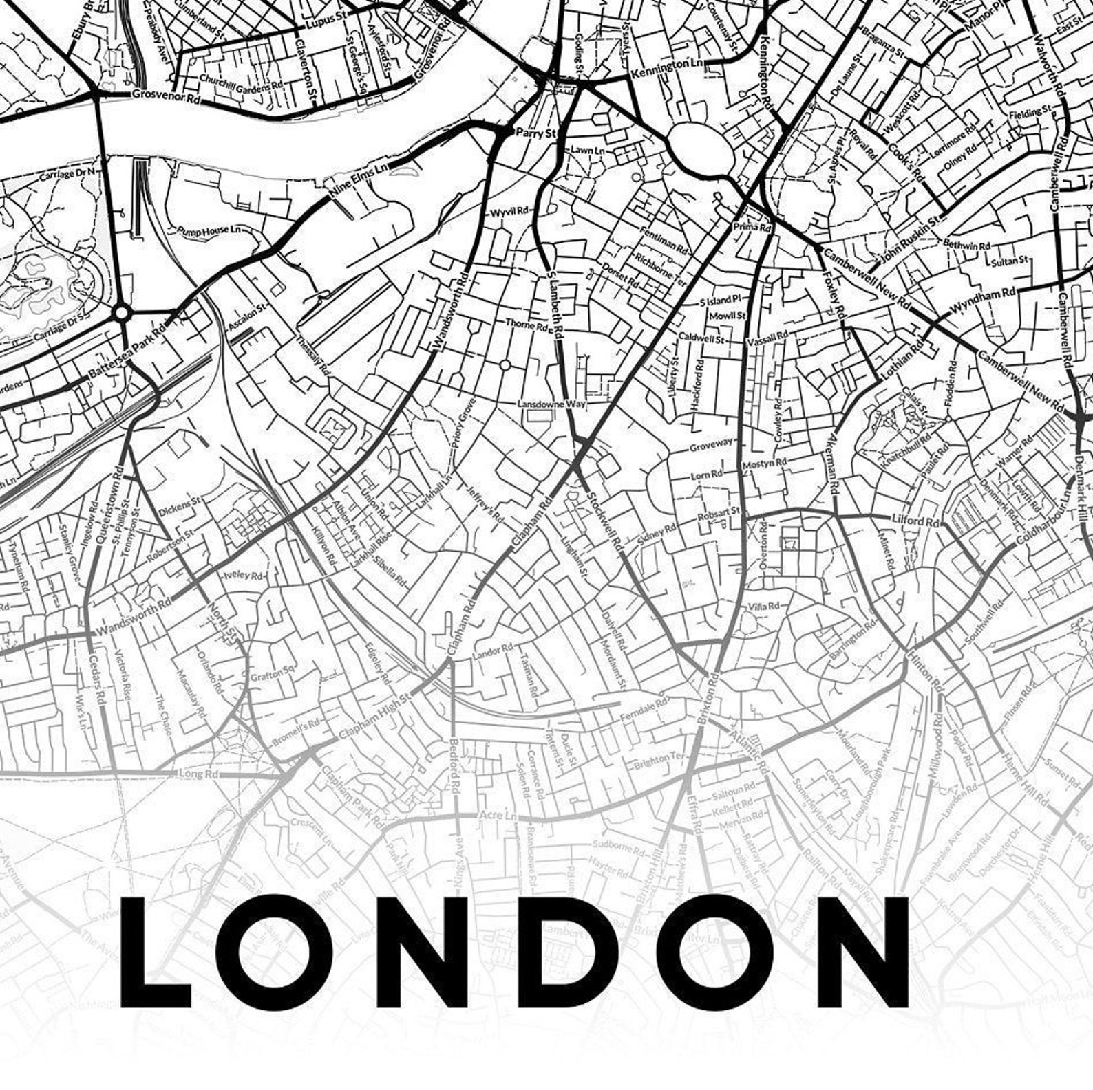 London City Map Print London Map Wall Art Printable Map of | Etsy