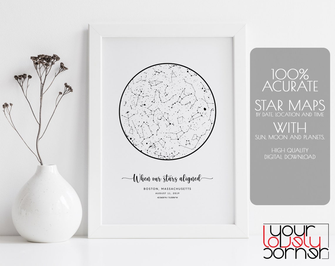 Star Map Poster Digital Constellation Map Print Star Chart | Etsy
