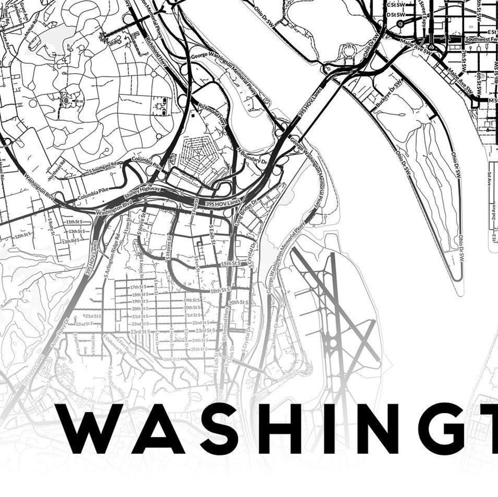 Washington DC Map Print Washington Map Poster Printable Map - Etsy
