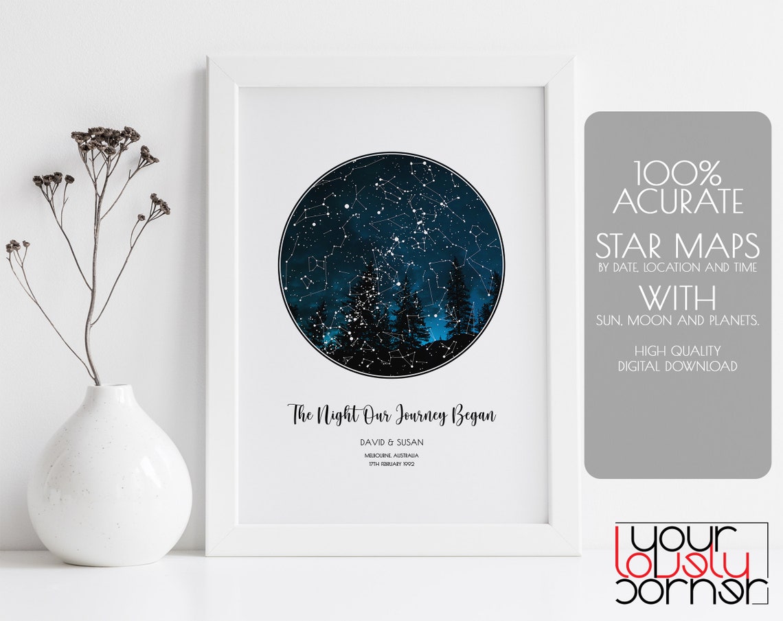 Personalized Star Map Print, Constellation Map, Star Map Gift, Custom ...