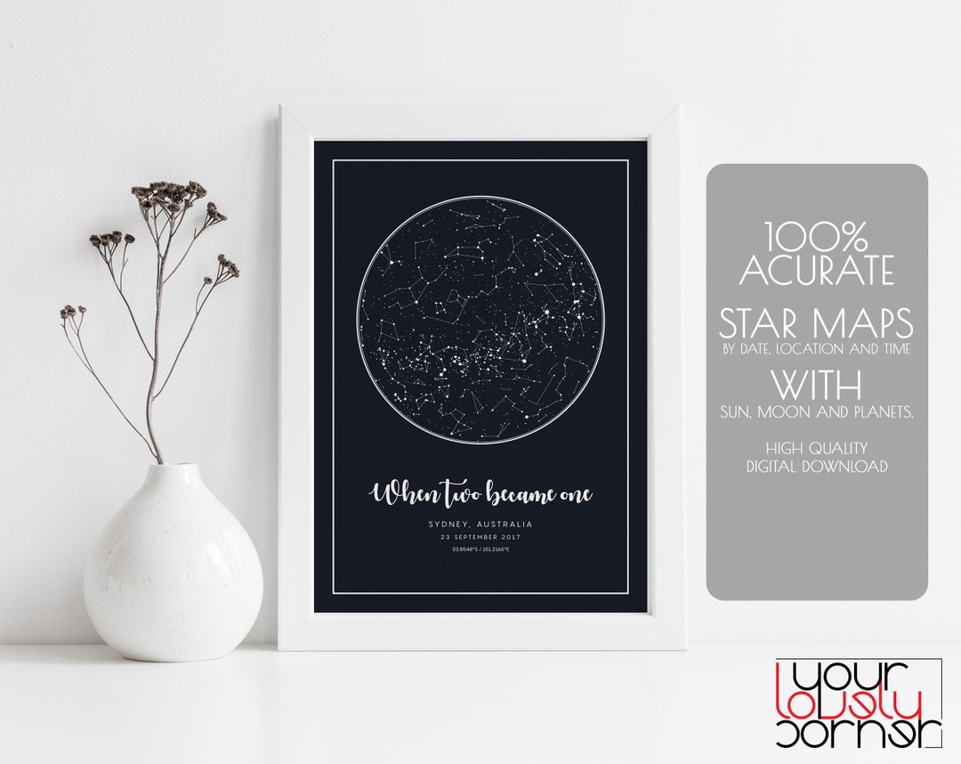 Custom Star Map Print, Star Map Digital, Star Map Print, Night Sky ...
