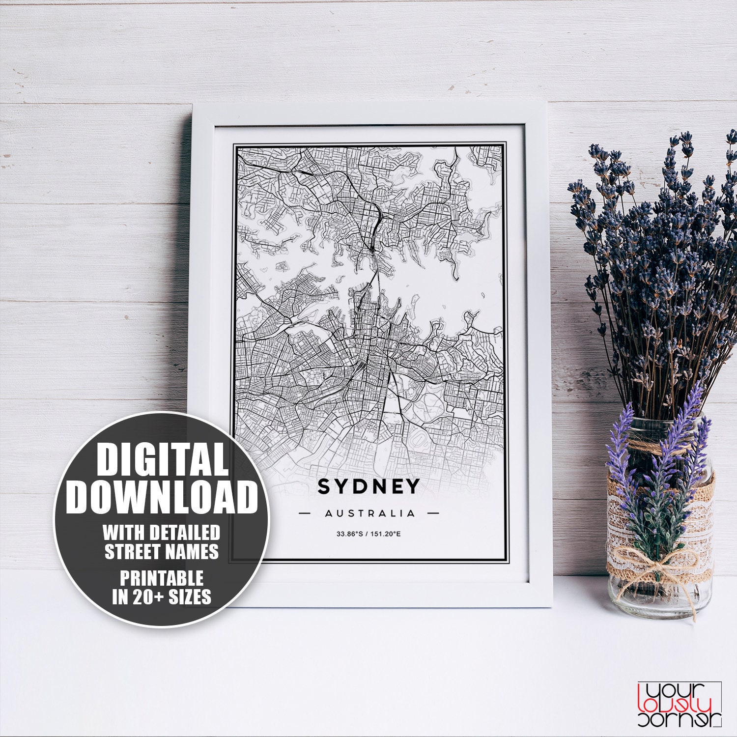 Sydney Map Print Sydney City Map Wall Art Printable Map of - Etsy
