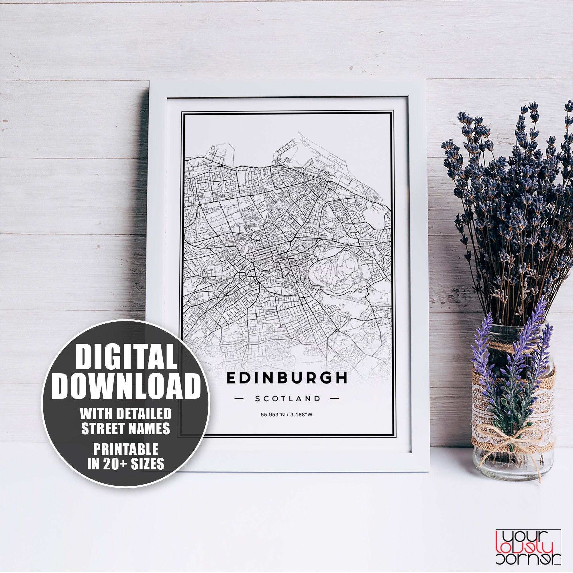 Edinburgh City Map Print Edinburgh Map Print Edinburgh | Etsy