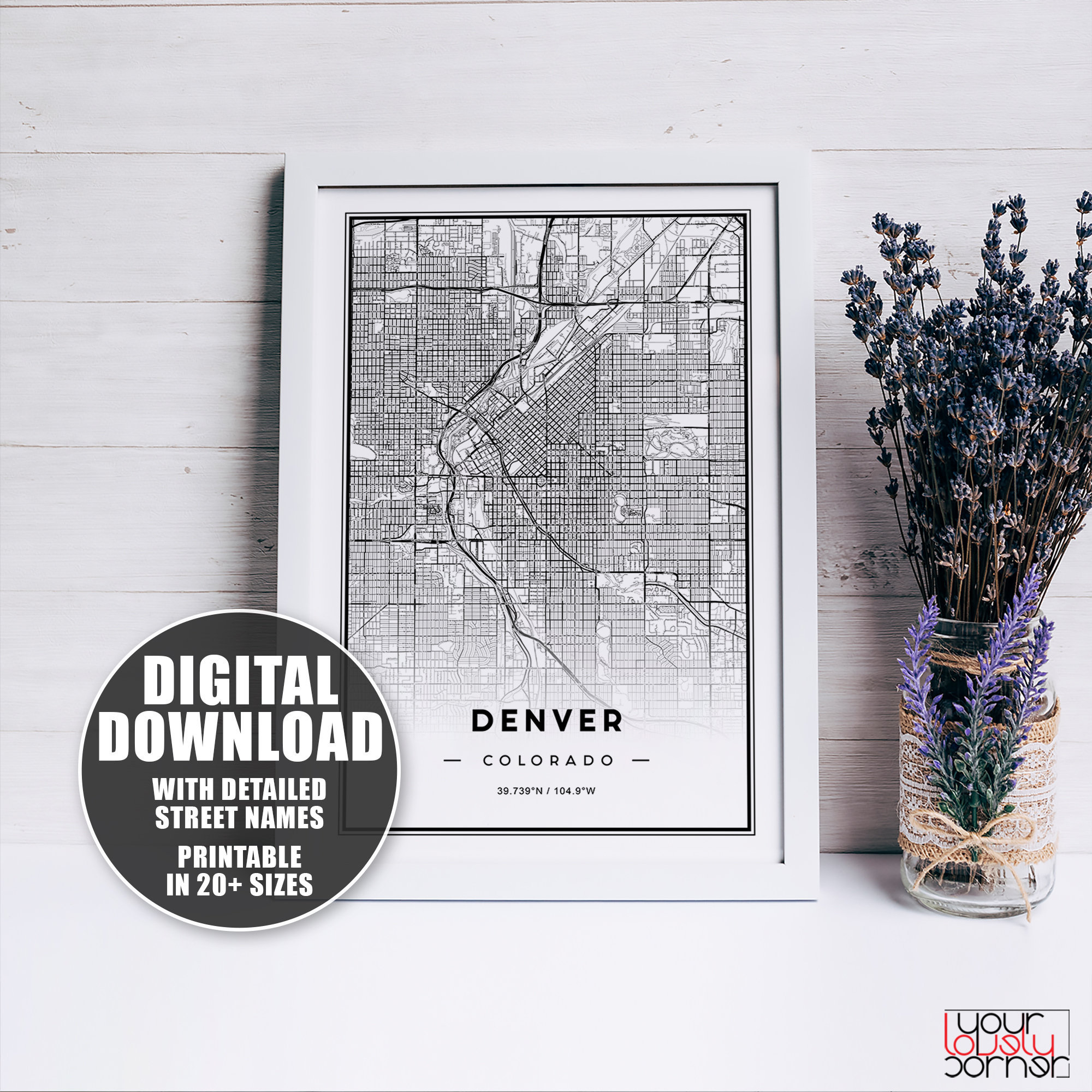 Denver Map Print Denver Map Gift Denver City Map Print | Etsy