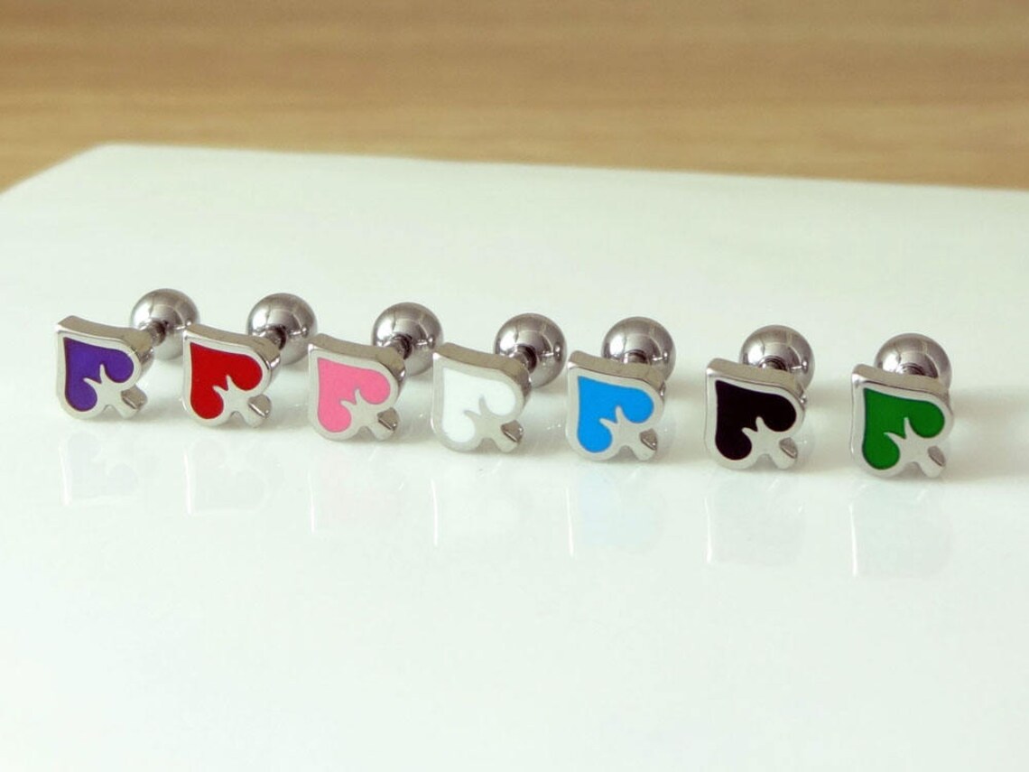 Spades Stud Piercingcards Barbellheart Tree Piercingunisex - Etsy