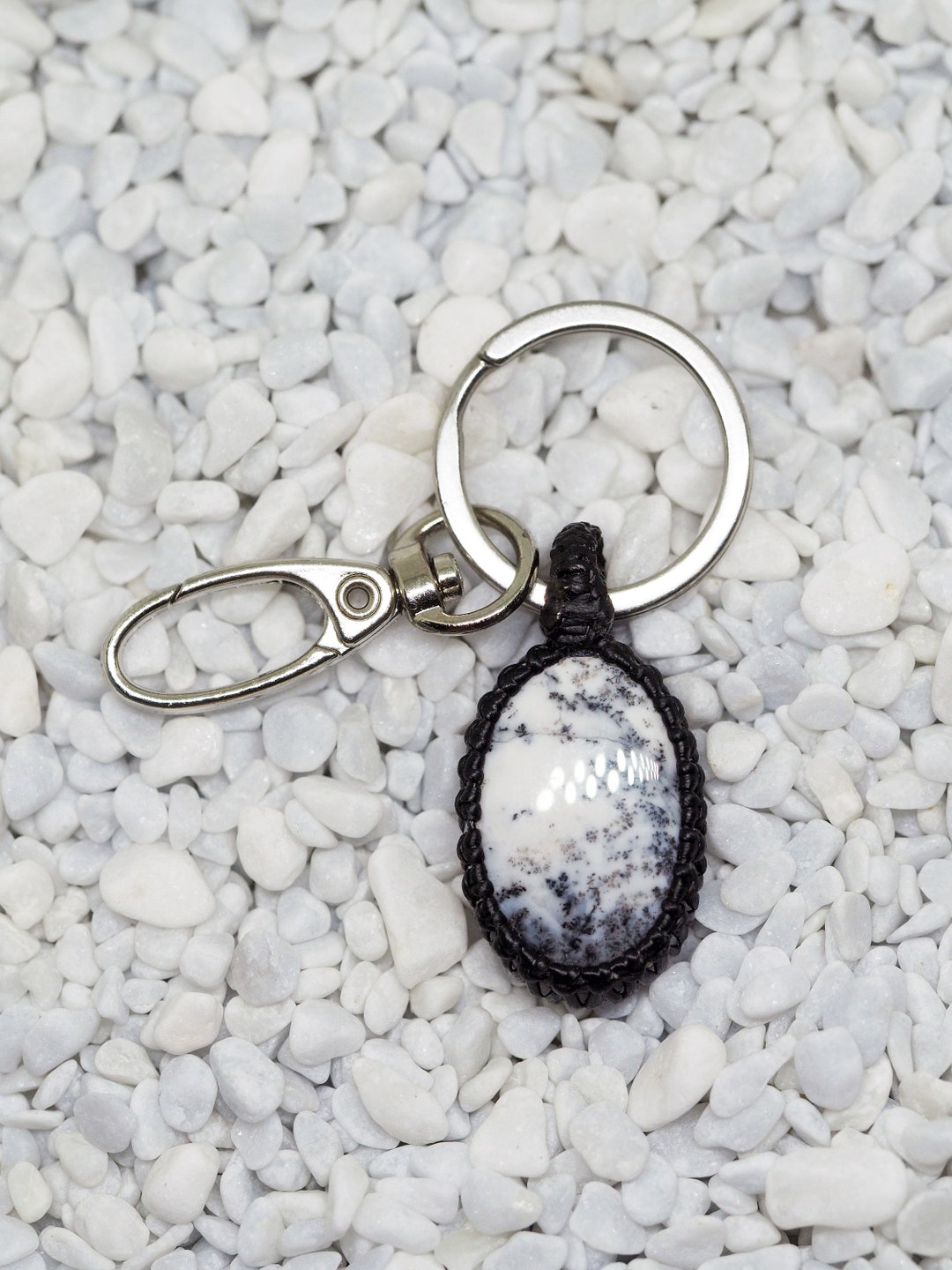 White Dendritic Opal Keychain - Etsy