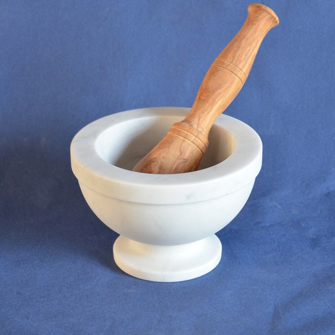 Mortaio in Marmo Bianco Di Carrara bergamasco Diametro 18 Cm Con ...