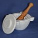 Mortar Diameter 16 Cm 6.30 Inch in White Carrara Marble With Beech Wood ...
