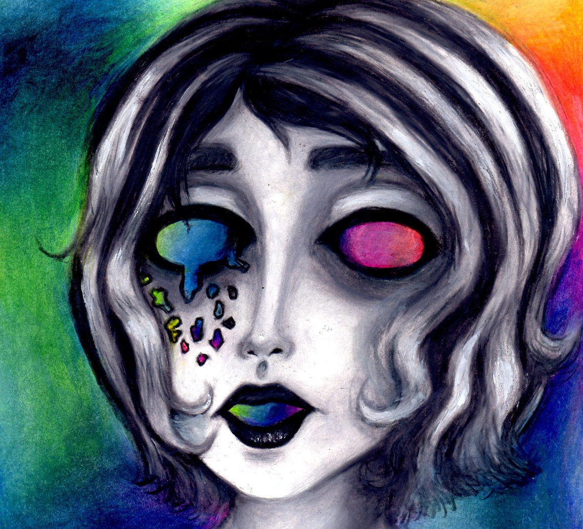 Brilliant Soul(print)- Prismacolor Pencil Drawings, Rainbow, Female ...