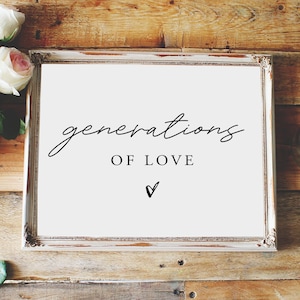 Generations of Love Sign, Family Table Sign, Generations Sign, Wedding ...