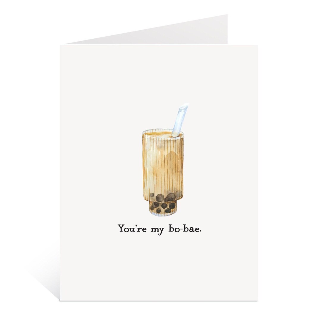 Funny Vietnamese Card | You’re My Bo-bae | Cute Boba Pun Greeting Card ...