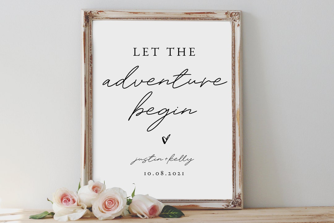 Let the Adventure Begin Wedding Sign, Wedding Reception Sign, Style03 ...