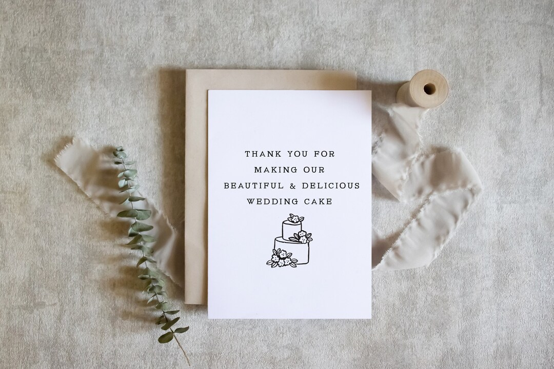 Thank You for Making Our Beautiful Cake Card, Cake Maker Card, Wedding ...