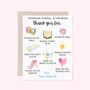 Daycare Thank You Card, Personalized Thank You Card for Daycare Teacher ...