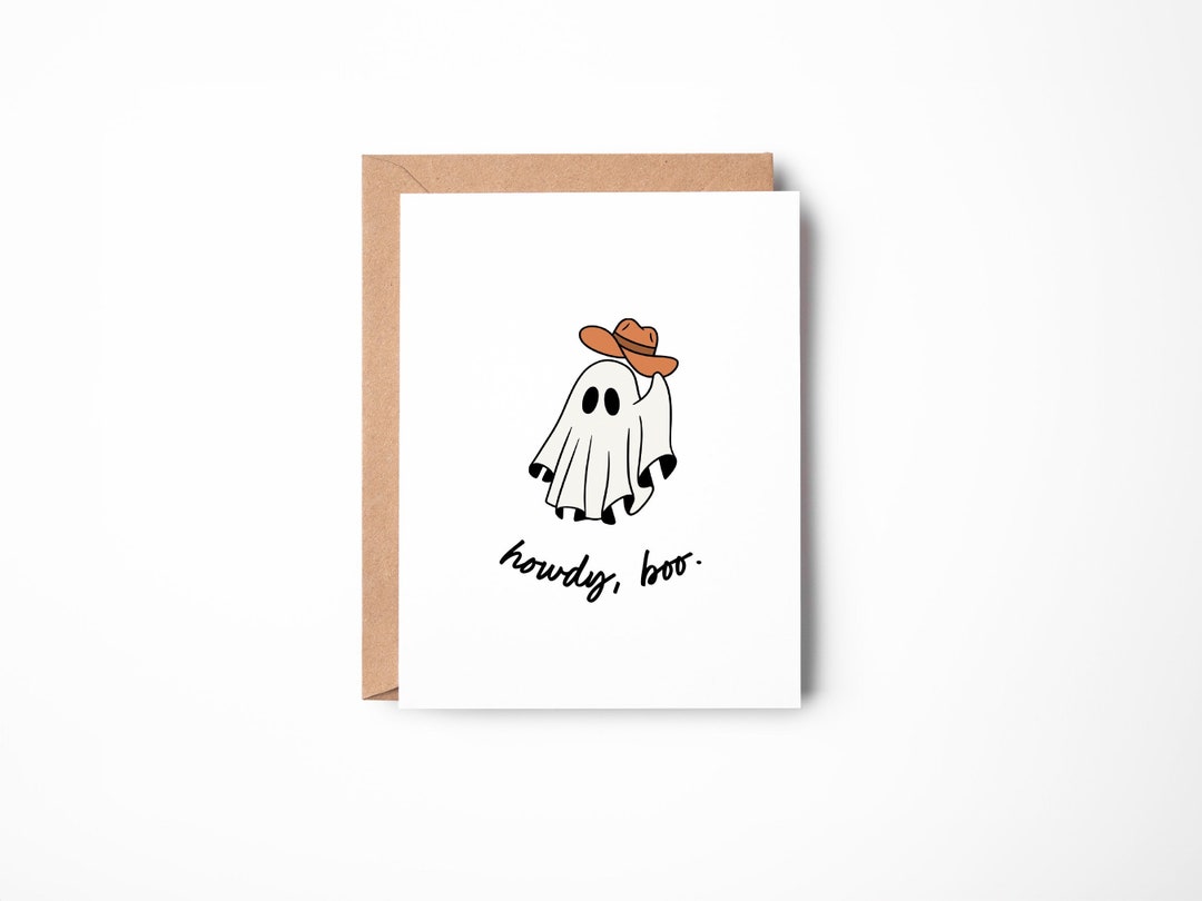 Howdy Boo, Cowboy Ghost, Cute Ghost Card, Halloween Card, Greeting Card ...