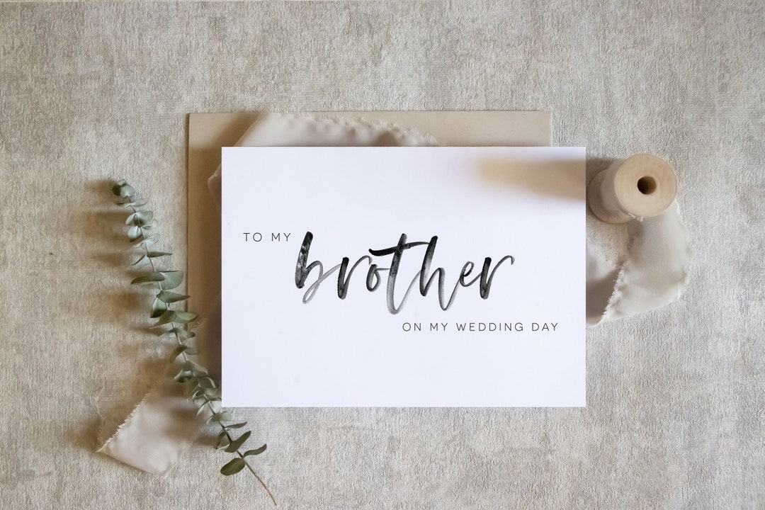 To My Brother on My Wedding Day Card, to My Brother Card, Brother ...