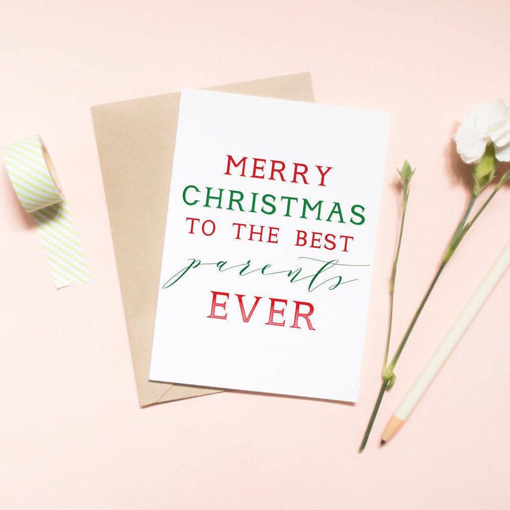 Merry Christmas to the Best Parents Ever Card Happy Holidays - Etsy