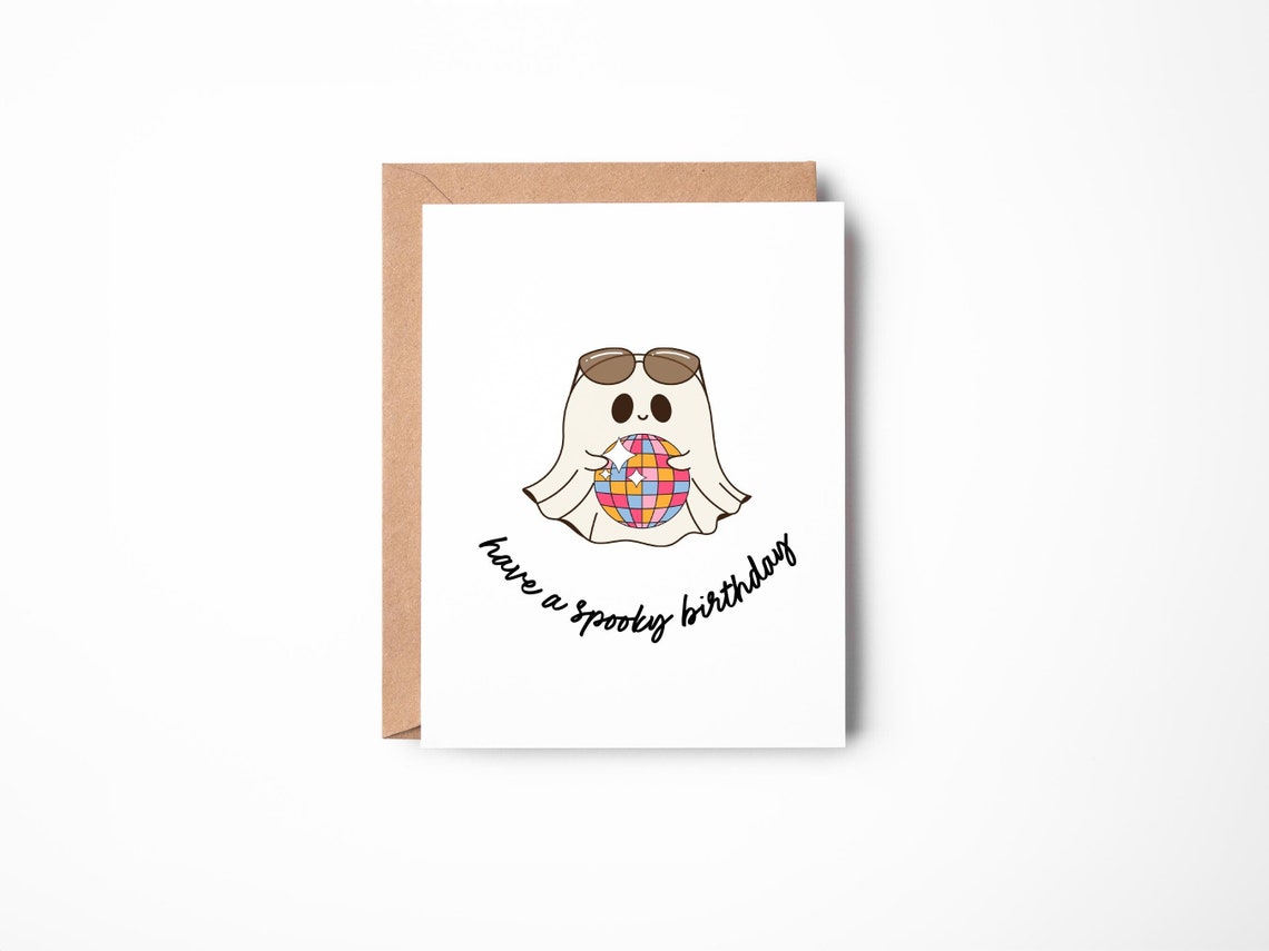 Spooky Birthday Card: Cute Ghost Design, Ride or Die Best Friend ...