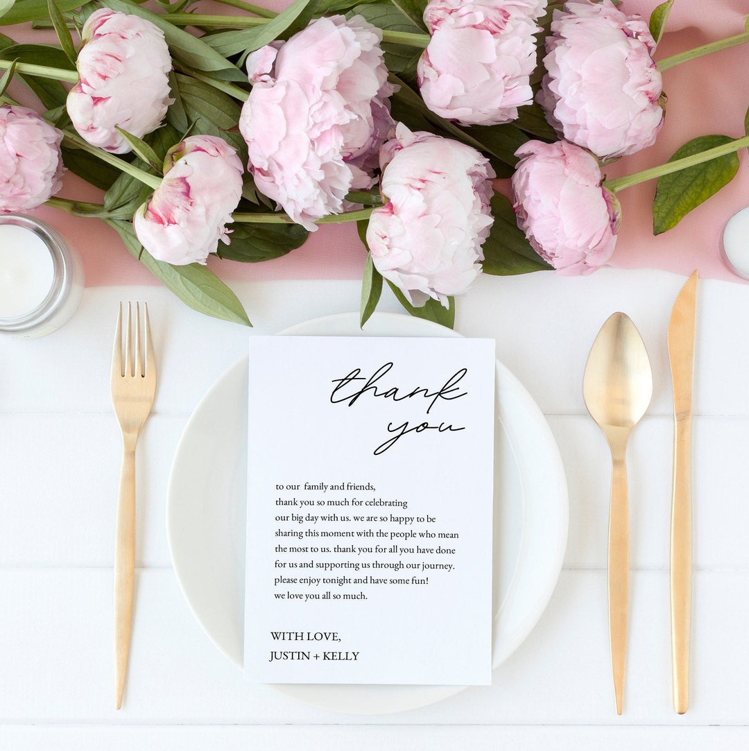 Wedding Dinner Menu / Wedding Menu / Reception Dinner Note / Thank You ...