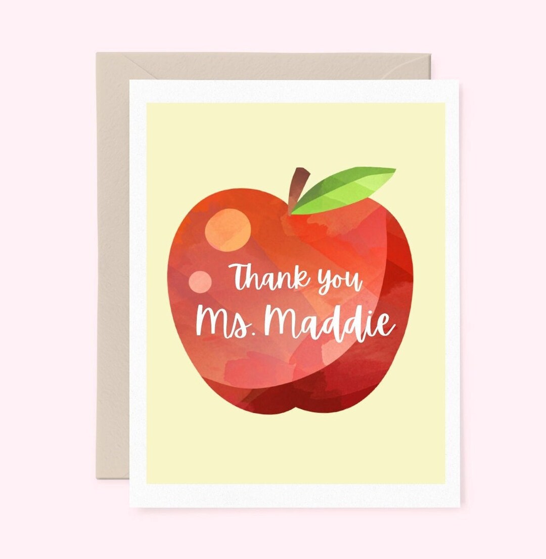 Teacher Thank You Card, Apple Pun Card, Personalized Teacher Card, A ...