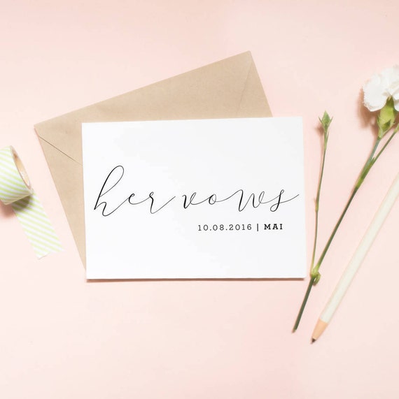 Vows Card His and Her Card Wedding Vows Her Card Vows - Etsy