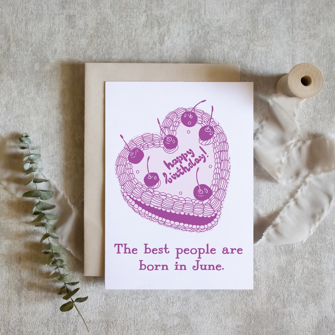 June Birthday Card | Born in June | Funny Vintage Cake Birthday Card - Etsy