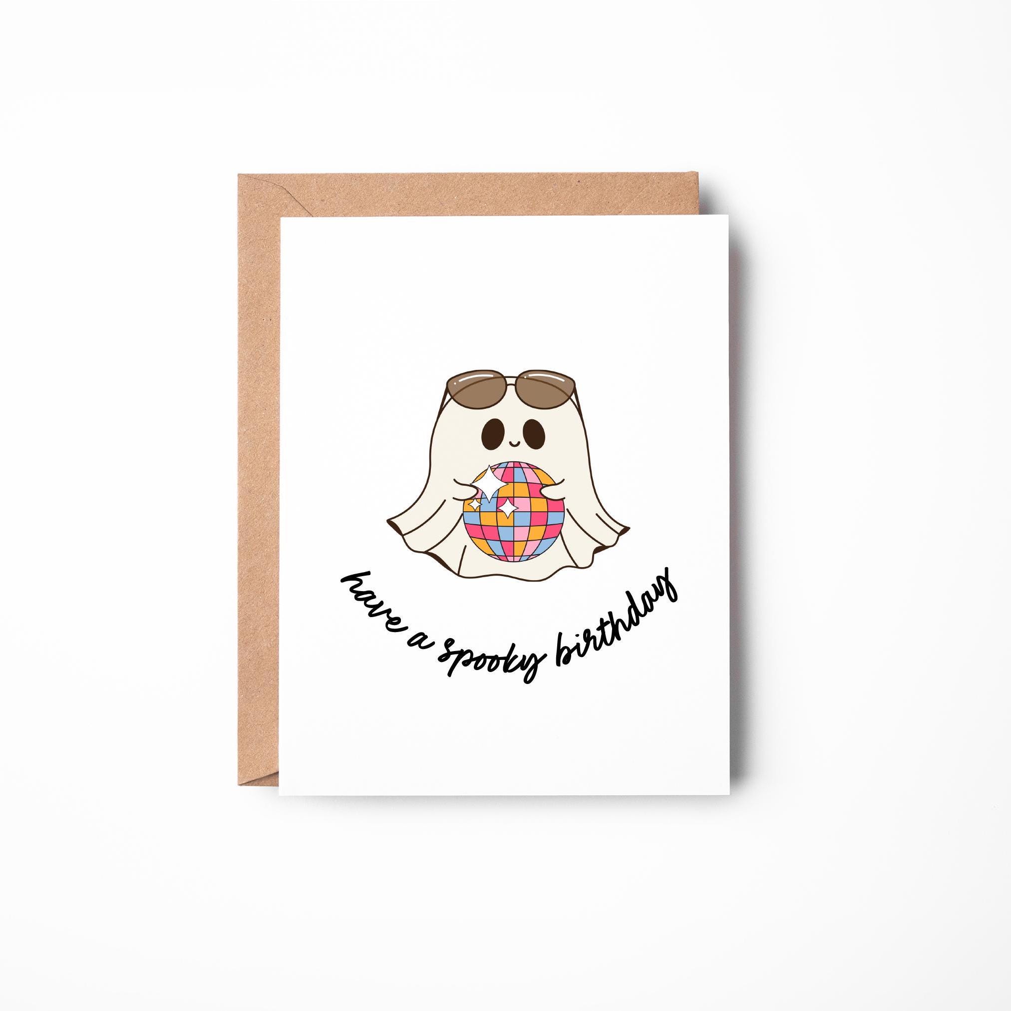 Spooky Birthday Card | Cute Ghost Halloween Card - Etsy