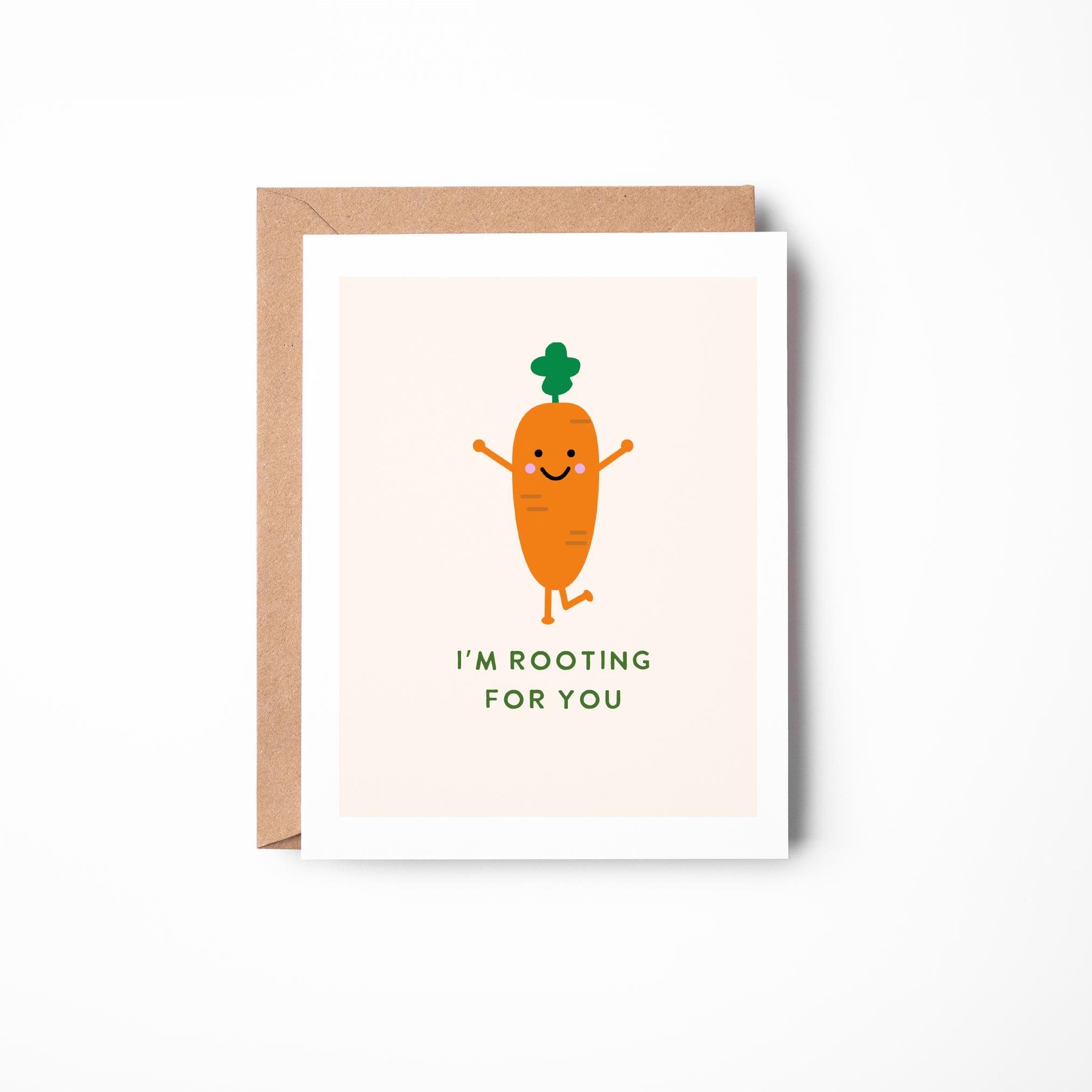 I'm Rooting for You, Cute Carrot Pun, Congratulations Card, Card for ...
