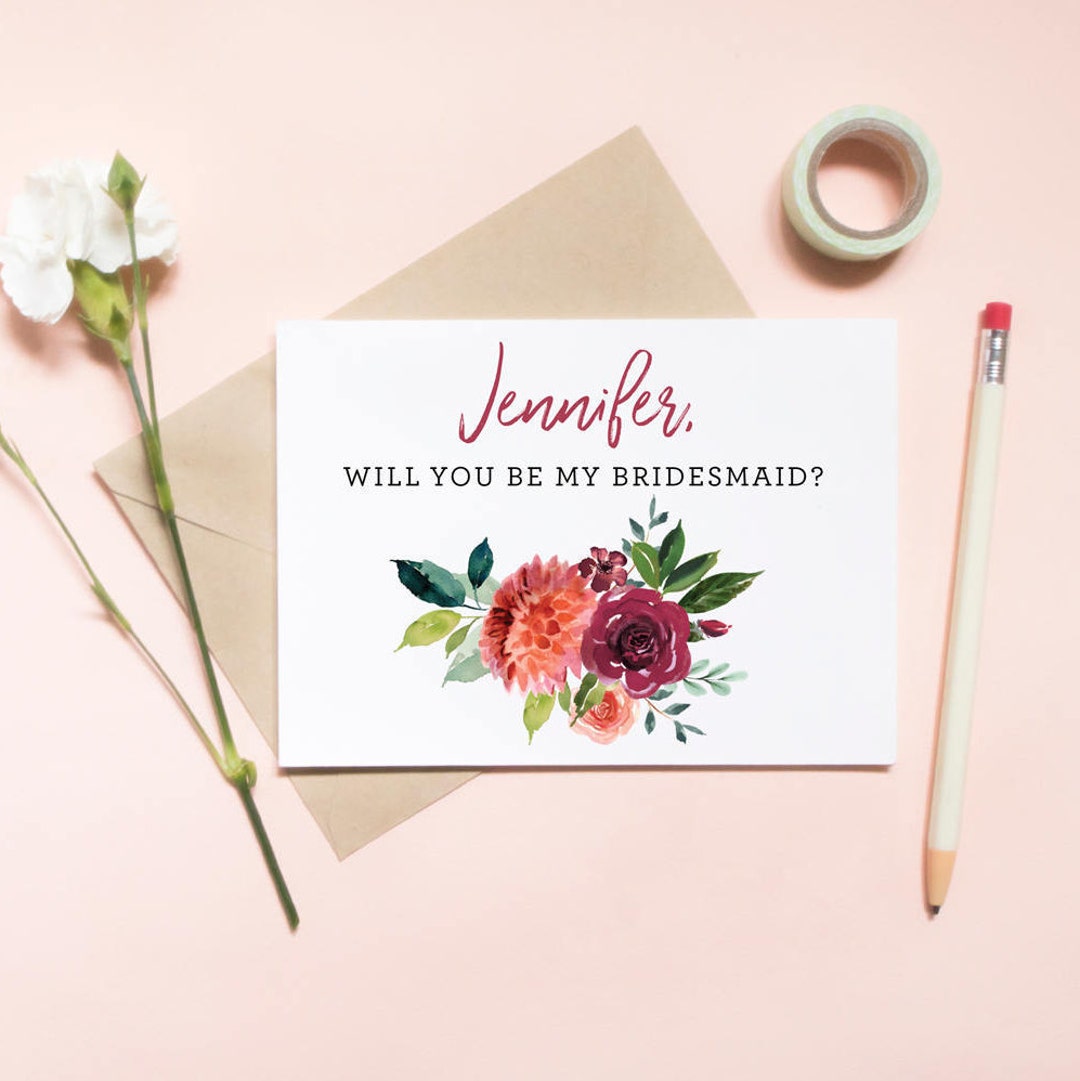 Tarjeta Will You Be My Bridesmaid personalizada, Tarjeta de propuesta ...