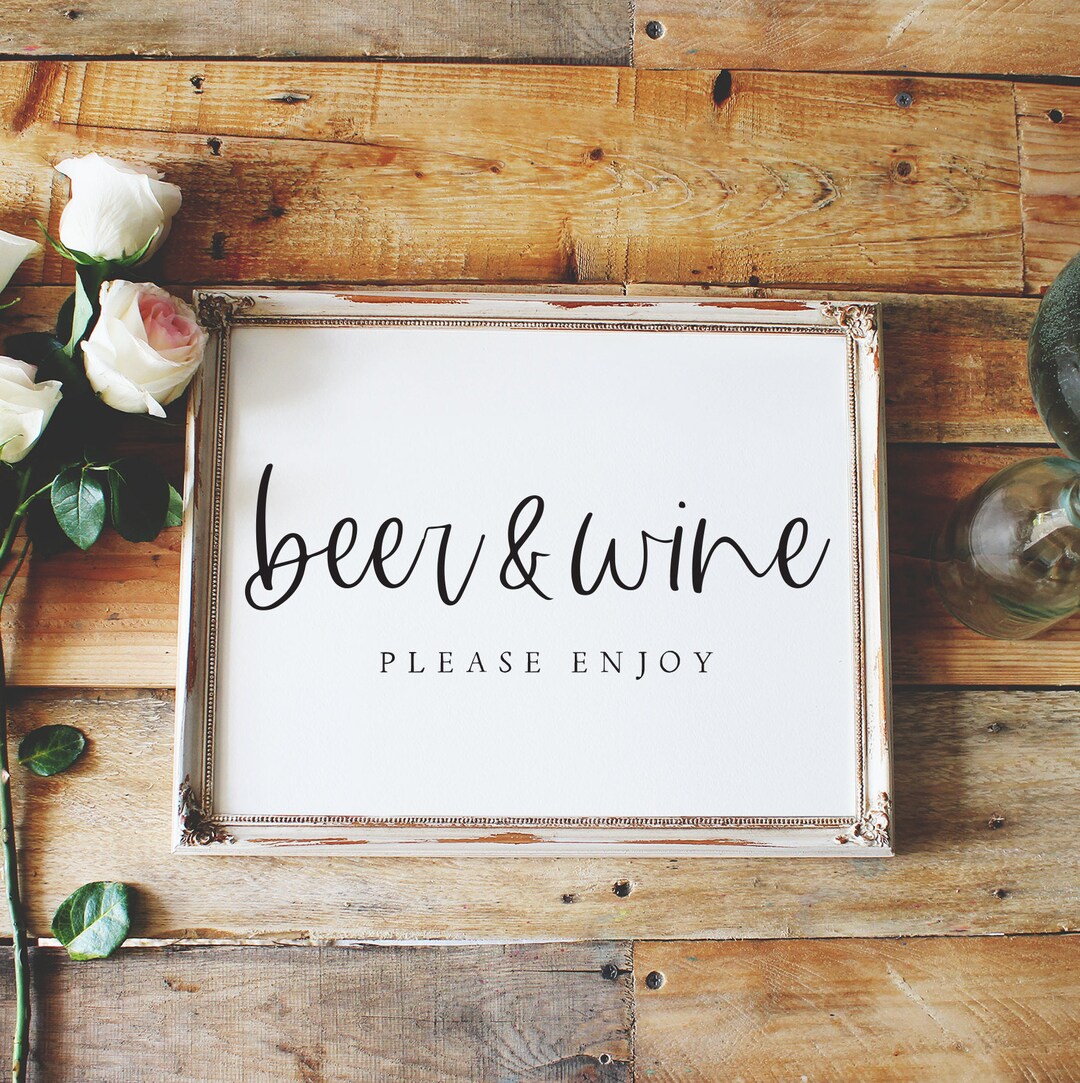 Beer and Wine Sign, Alcohol Sign, Bar Sign, Wedding Sign, Reception ...