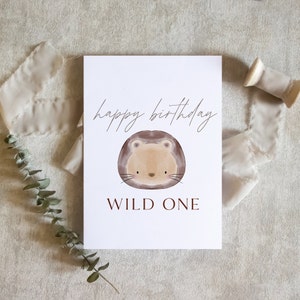 Happy Birthday Wild One, Animal Themed Birthday Card, Cute Birthday ...