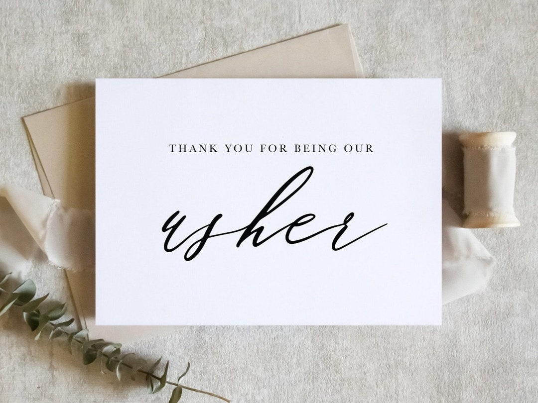 Thank You for Being Our Usher, Wedding Day Card for Usher, Thank You ...