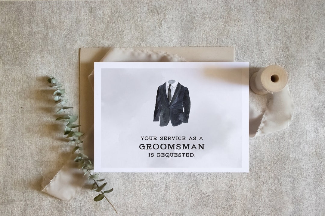 Your Service as a Groomsman is Requested Tux Card, Funny Card, Will You Be My Groomsman Card ...