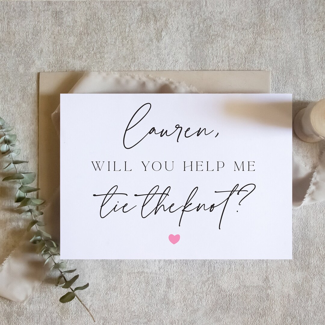 Will You Help Me Tie the Knot Bridesmaid Proposal Card, Wedding Card ...