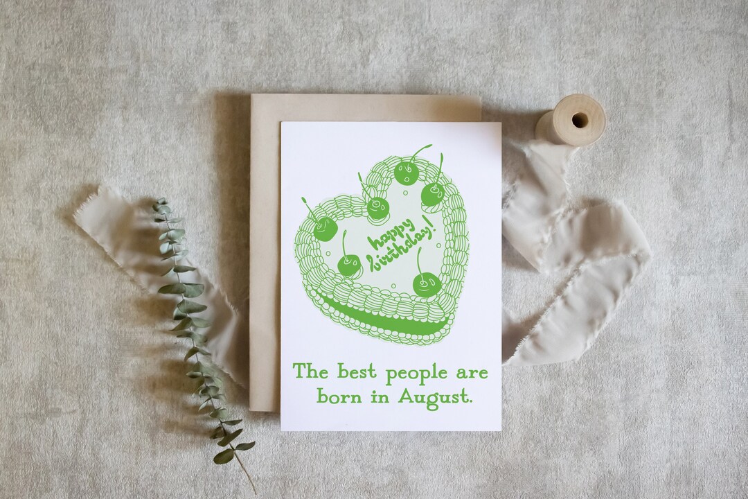 Born in August Birthday Card | Funny Vintage Cake Design | Humorous ...