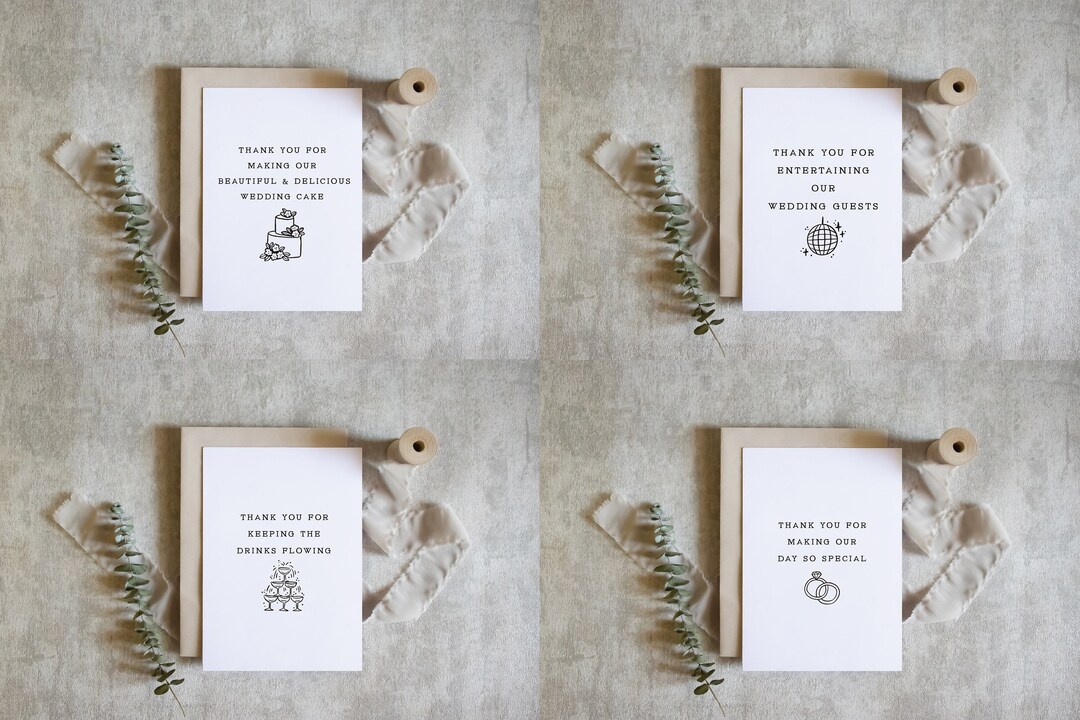 Wedding Day Thank You Card to Vendor Cute, Vendor Thank You Card ...