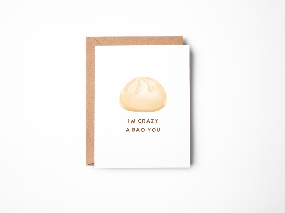 I'm Crazy a Bao You, Cute Bao Bun Card, Cute Pun, Anniversary Card ...