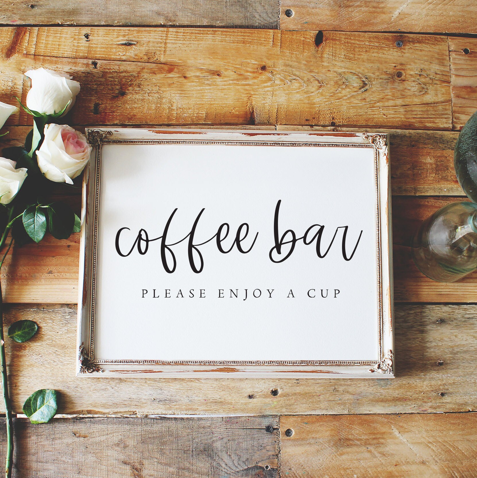 Coffee bar sign please enjoy a cup sign coffee bar sign | Etsy