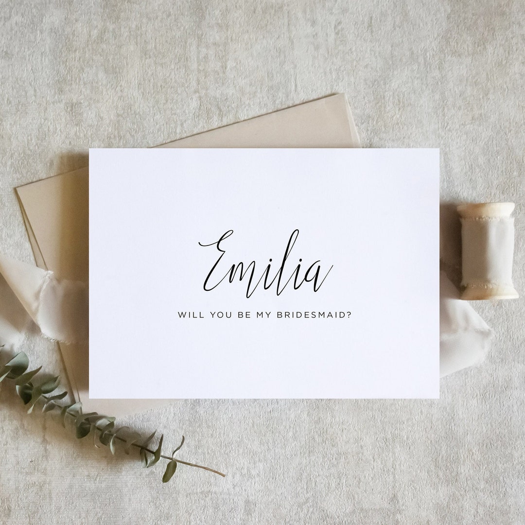 Custom Cursive Name Will You Be My Bridesmaid? Bridesmaid Proposal Card ...