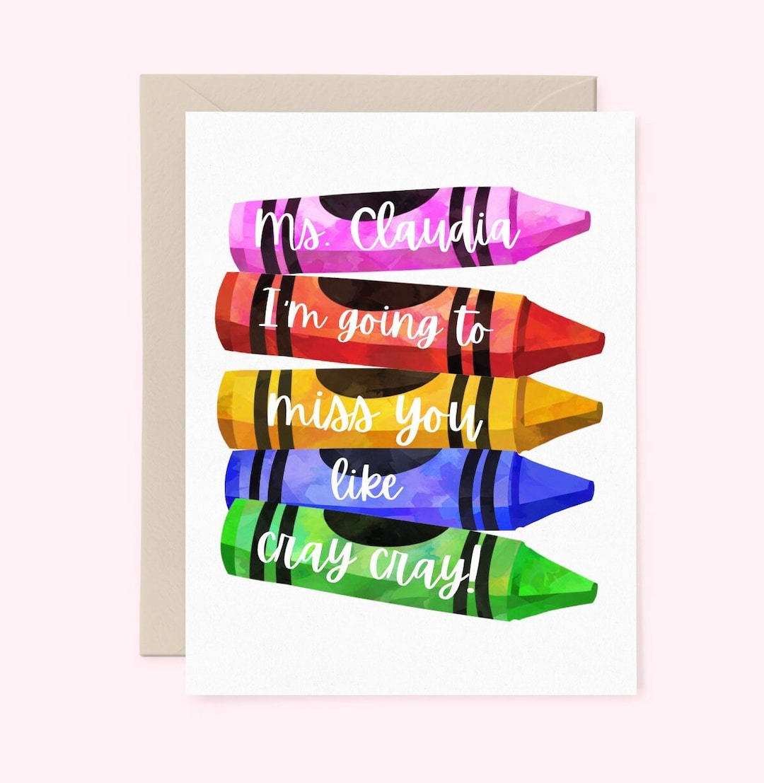 Teacher Thank You Card, Crayon Pun Card, Personalized Card, A Big Thank ...