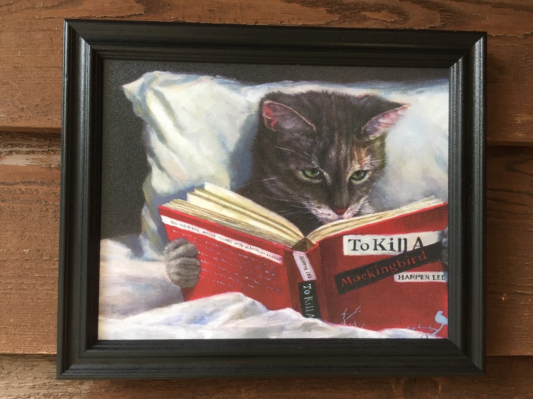 Cute Cat Reading a Book, Kitten - Etsy