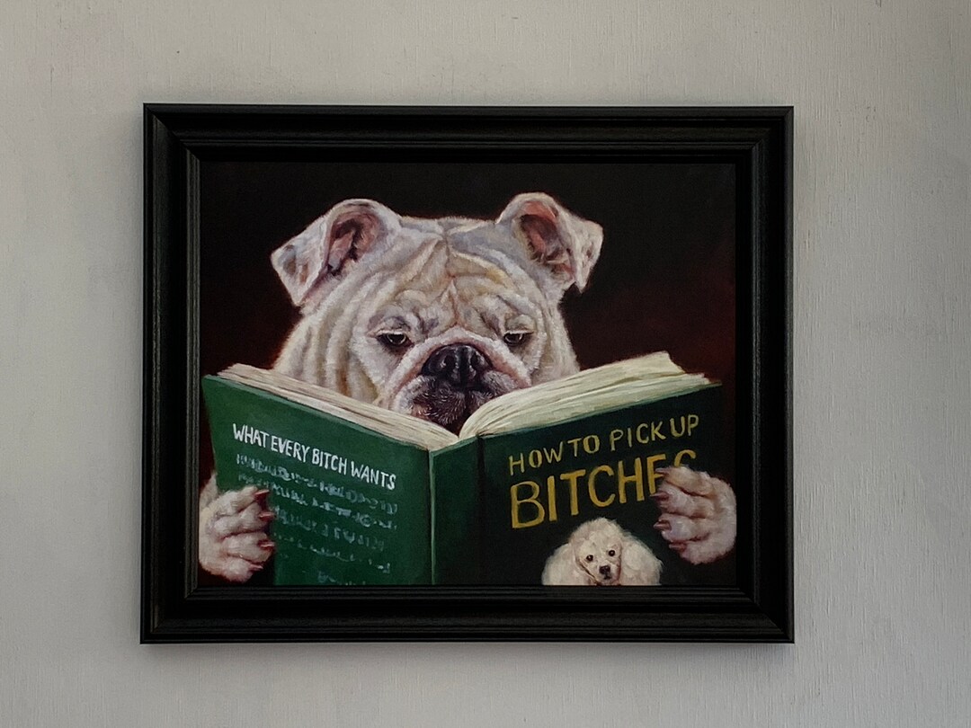 Bulldog Reading Art Print: "casanova" Funny Dog Home Decor - Etsy