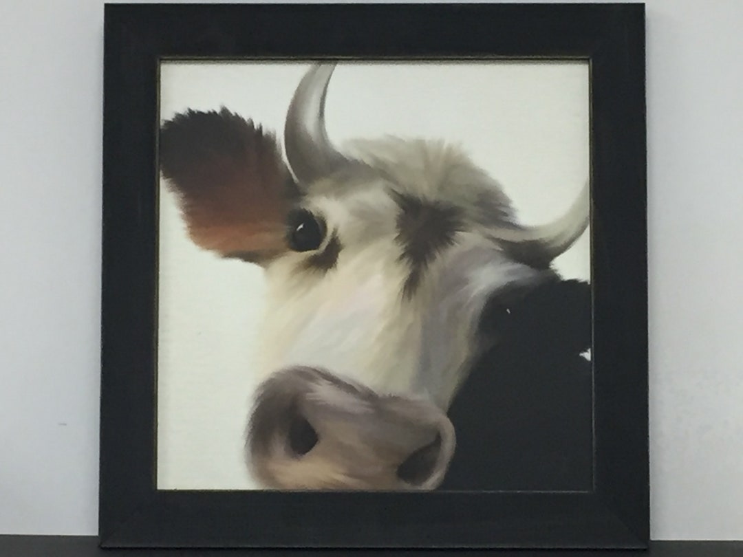 Farmhouse Framed Picture of Cow, Country Home Decor, Country Wall Art ...