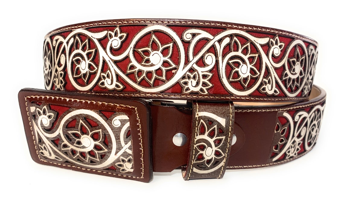 Authentic Mexican Charro Belt Cinto Laser Vaquero Fino | Etsy